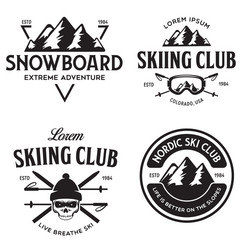 Vintage ski or winter sports logos badges Vector Image
