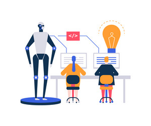 Artificial intelligence concept human and robot Vector Image