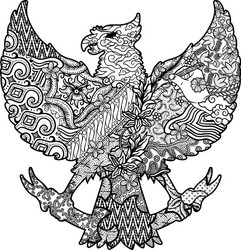 Indonesian garuda symbol spread wings and holding Vector Image
