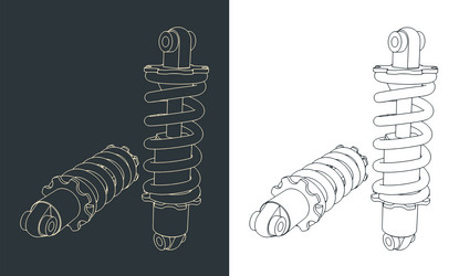 Bike rear swingarm shock drawings Royalty Free Vector Image