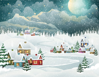 Winter landscape with snowy Royalty Free Vector Image