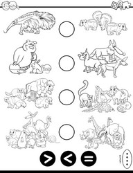 Greater less or equal task with wild animals Vector Image