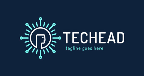 Head tech logo pixel logo concept robotic Vector Image