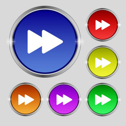 Rewind icon sign round symbol on bright colourful Vector Image