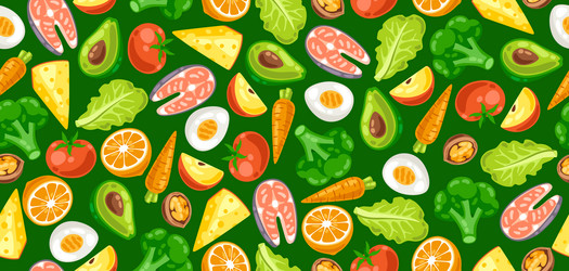 Seamless pattern with healthy eating and diet meal