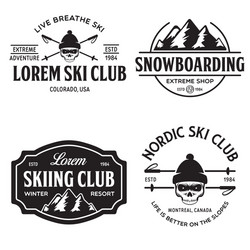Vintage ski or winter sports logos badges Vector Image