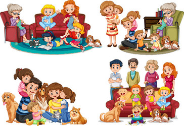 Happy families cartoon Royalty Free Vector Image