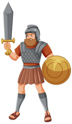 Davids triumph defeating goliath with a stone Vector Image