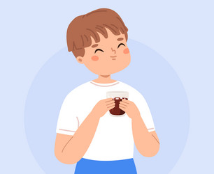 Little boy drinking from a cup Royalty Free Vector Image