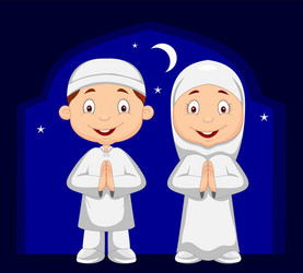 Muslim Children Cartoon Royalty Free Vector Image