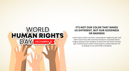 Human rights day background with painted raised Vector Image