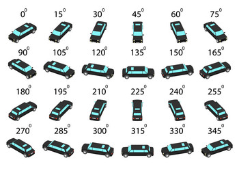 A set of 24 logo cars from different angles Vector Image