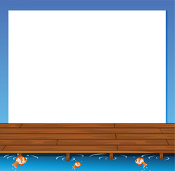 An empty paper template with a wooden bridge Vector Image