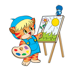 Sketch a kitten character who in biret Royalty Free Vector