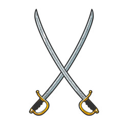 Crossed swords sketch Royalty Free Vector Image