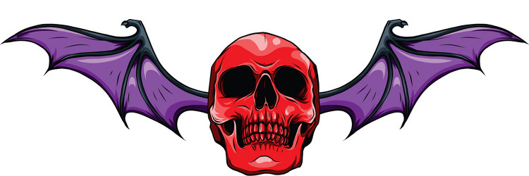 Demon skull with bat wings in black background Vector Image