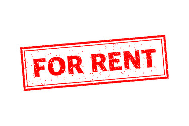 For rent stamp in flat style on red background Vector Image