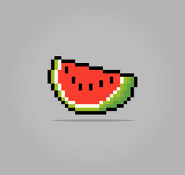 8 bit pixels sliced and whole watermelon Vector Image