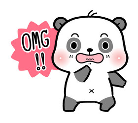 Cute little panda say hi standing behind a wall Vector Image
