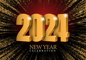 Gold text design 2024 golden 3d numbers Royalty Free Vector