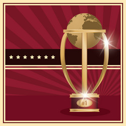 Golden trophy world planet award icon Royalty Free Vector