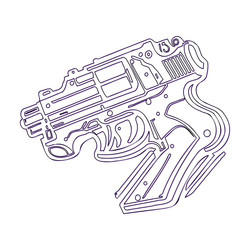 Gun alien outline sketch purple Royalty Free Vector Image