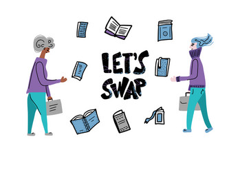 Book swap hanwritten lettering design Royalty Free Vector