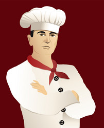Chef cook with a cake Royalty Free Vector Image