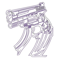 Gun alien outline sketch purple Royalty Free Vector Image
