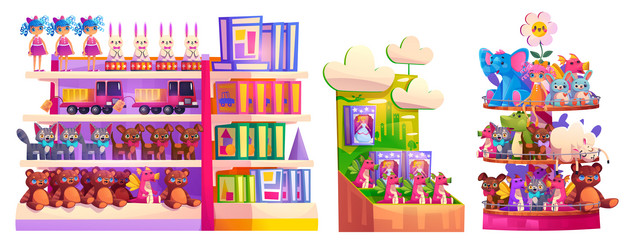 Kid toy store interior cartoon Royalty Free Vector Image