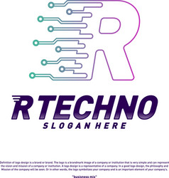 Letter r digital logo design concept initial Vector Image