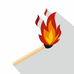 Burning match stick with fire flame Royalty Free Vector