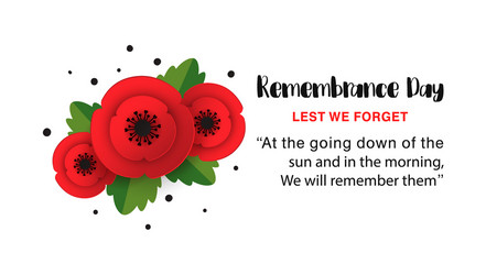 Remembrance anzac day web header poppies flowers Vector Image