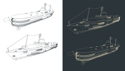 Passenger ferry blueprints Royalty Free Vector Image