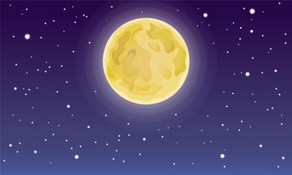 Fullmoon in night sky with stars Royalty Free Vector Image
