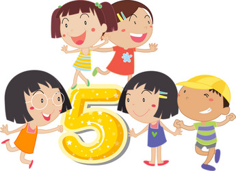 A girl showing number five banner Royalty Free Vector Image