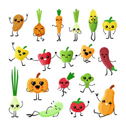 Cute kawaii vegetables set Royalty Free Vector Image