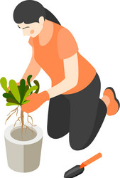 3d green plants in pot i Royalty Free Vector Image