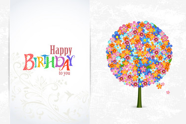 Romantic card with decorative tree with colorful Vector Image
