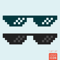 Pixel glasses meme like a boss meme pixelation Vector Image