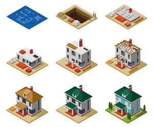 House construction phases infographics Royalty Free Vector