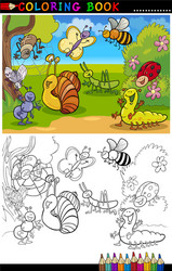 Cartoon insects for coloring book Royalty Free Vector Image