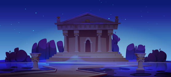Ancient temple building night landscape scene Vector Image
