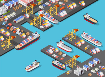 A cargo port in flat style top Royalty Free Vector Image