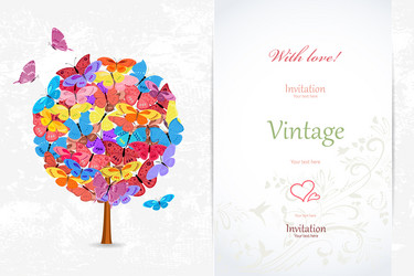 Romantic card with decorative tree with tiny Vector Image