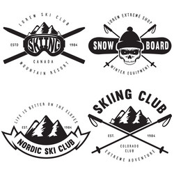 Vintage ski or winter sports logos badges Vector Image