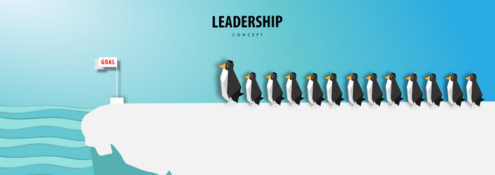 Leadership concept with leader of penguins Vector Image