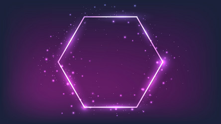 Neon hexagon frame with shining effects Royalty Free Vector