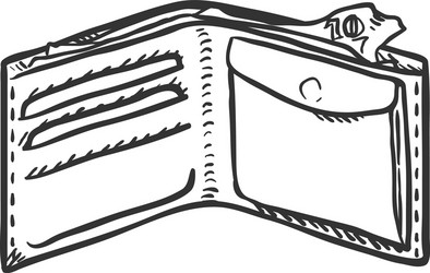 Single sketch leather wallet Royalty Free Vector Image
