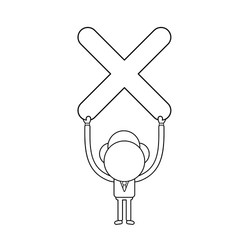Businessman character holding up x mark Royalty Free Vector